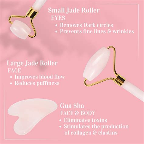 Rose Quartz Facial Roller And Gua Sha Set Buddha Beauty Skincare