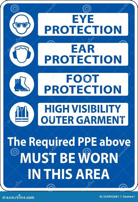 Ppe Must Be Worn In This Area Sign Stock Vector Illustration Of