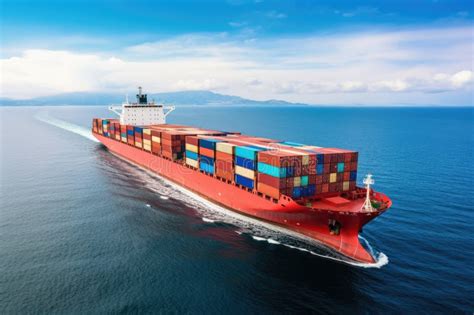 Aerial View Of Cargo Ship That Full Load Container For Logistics Import