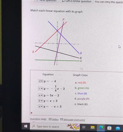 Solved Match Each Linear Equation With Its Graph Equation