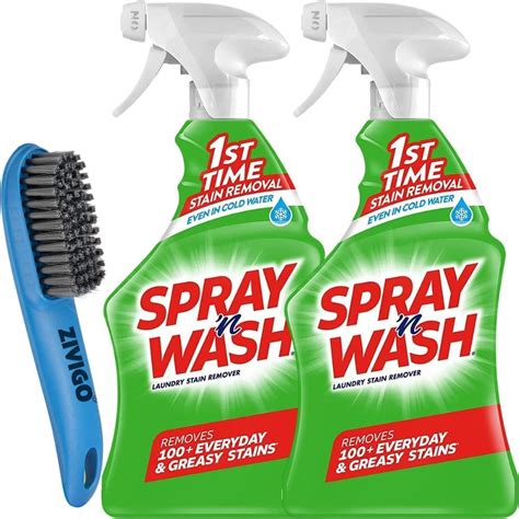 Spray N Wash Laundry Stain Remover 22 Ounce 2 Pack Bundle With Laundry Brush Stain Remover