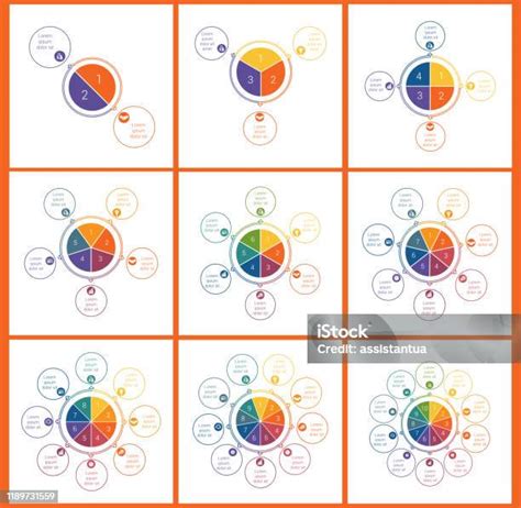 정보 Grapchics 다이어그램 에 대한 템플릿 설정 23456788910 순환 프로세스 단계별로 원에 다채로운 원 워크플로