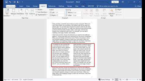 How To Insert Columns Into Ms Word 365 Youtube
