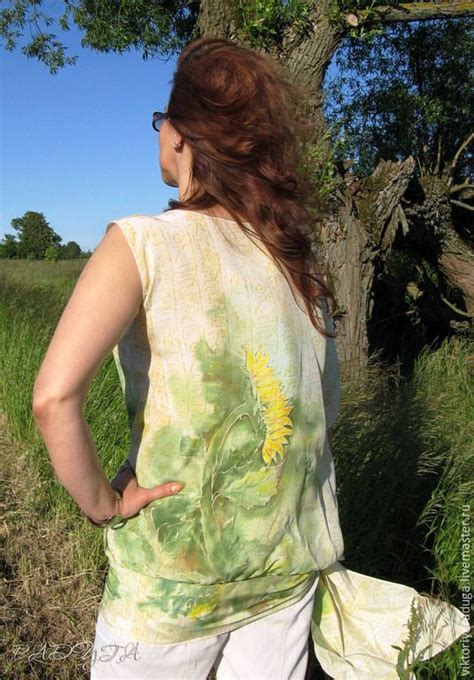 Авторская блуза Солнечный цветок батик в интернет магазине на Ярмарке Мастеров Славск