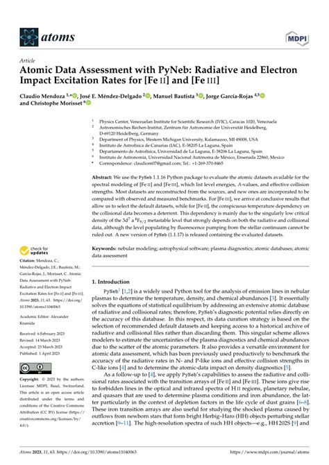 Pdf Atomic Data Assessment With Pyneb Radiative And Electron Impact Excitation Rates For Fe