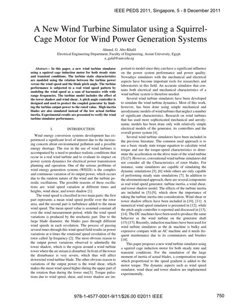 Pdf A New Wind Turbine Simulator Using A Squirrel Cage Motor For Wind Power Generation Systems