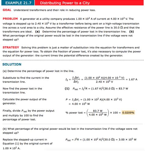 Solved EXAMPLE 21 7 Distributing Power To A City GOAL Chegg