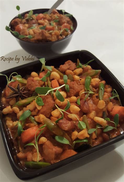 Samp And Beans Curry With Soya Chunks Veg And Fenugreek Leaves Videhis Veggie Table