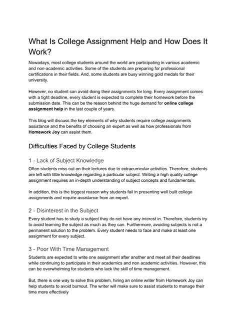 Ppt What Is College Assignment Help And How Does It Work Powerpoint