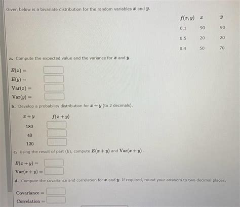 Solved Given Below Is A Bivariate Distribution For The
