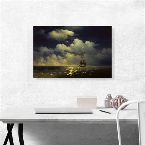 Artcanvas Sailing Ship In Moonlight Canvas Art Print By Ivan Aivazovsky