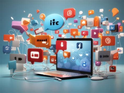 Premium Photo 3d Social Media Communication Concept Image Computer Desktop With Speech Bubbles