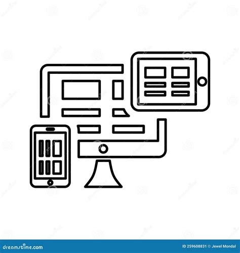 Responsive Adaptive Design Outline Icon Line Art Sketch Stock Illustration Illustration Of