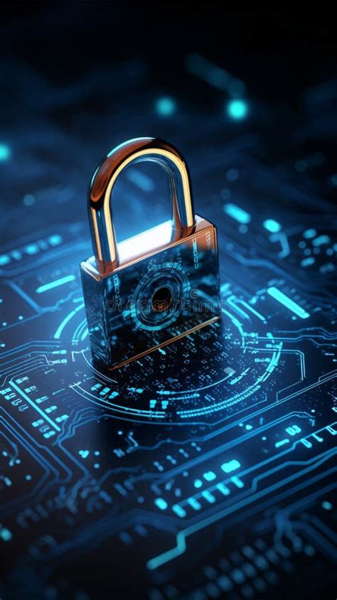 Technology Assurance Lock Icon Symbolizes Cyber Security And Data Protection Stock Illustration