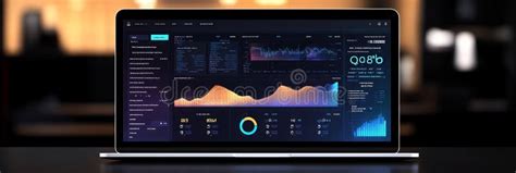 Laptop Displaying A Complex Data Dashboard With Graphs And Charts On Screen Stock Illustration