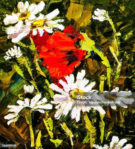 유행 여름 일러스트 현대 미술 작품 비유 캔버스 레크리에이션 및 엔터테인먼트 풍경 인상주의 자연 꽃 주홍 양귀비와 잔디 싹 중