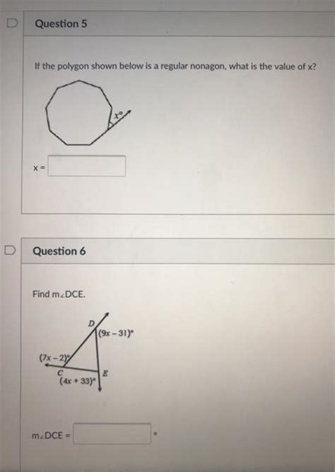 Solved D Question If The Polygon Shown Below Is A Regular Chegg