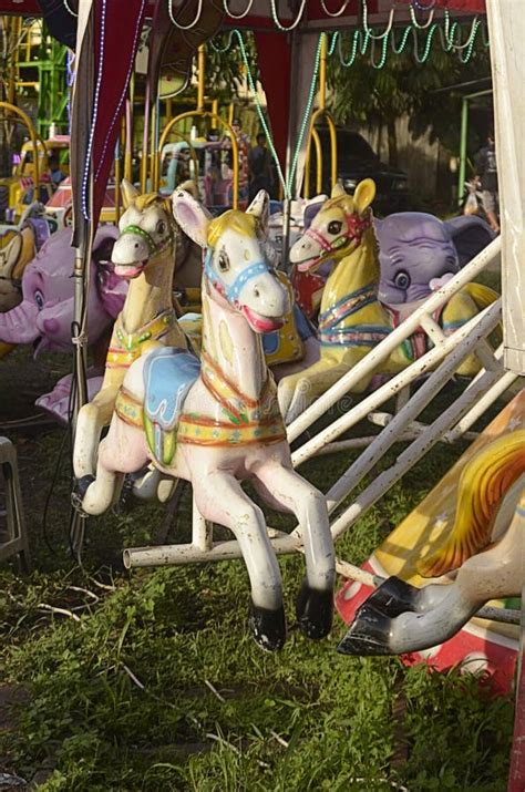 A Moving Carousel In Progress Stock Image Image Of Carnival Graphic