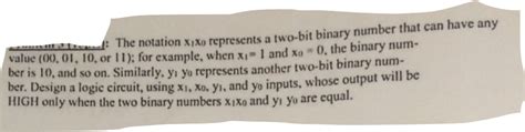 Solved The Notation X1x0 Represents A Two Bit Binary