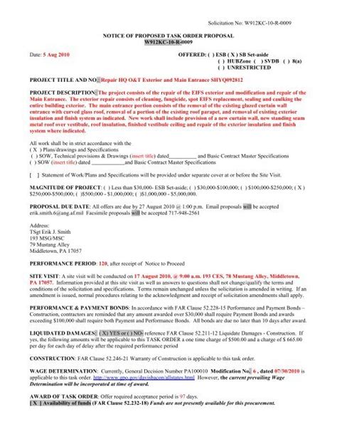 Notice Of Proposed Task Order Request For Proposal Form Balton
