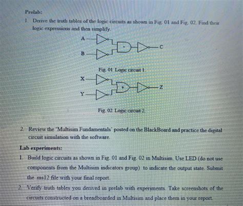 solved prelab 1 derive the truth tables of the logic
