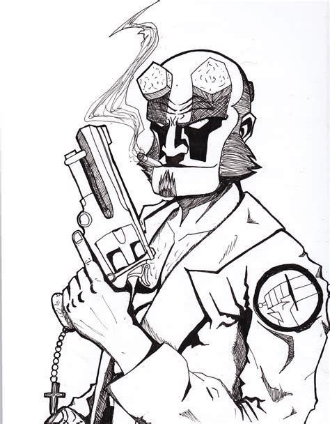 Hellboy Line Art By Constantscribbles On Deviantart