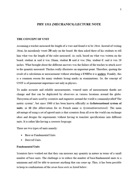 Phy 1311 Lecture Notes Pdf Momentum Force