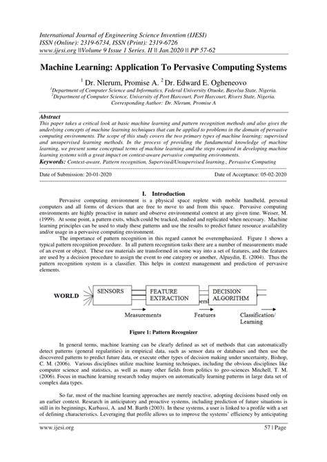 Pdf Machine Learning Application To Pervasive Computing Systems