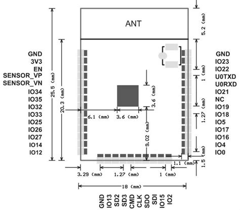 Esp32 S Wifi And Bluetooth Module With Esp32 And Pcbipexufl Antenna Modtronix