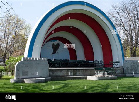 American Patriotic Themed Midwest Small Town Concrete Arched Bandshell