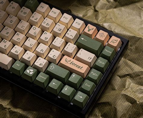 151pcs Forest Of Spirits Theme Keycap Set Retro Green Keycaps Pbt Keycaps Cherry Keycap