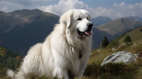 산 배경으로 잔디에 포즈를 취하는 아름다운 흰색 개 하얀 아름다움 배경 잔디에 배경 아름다운 포즈 배경 이미지 Hd 하얀 아름다움 잔디에 아름다운 포즈 배경 사진