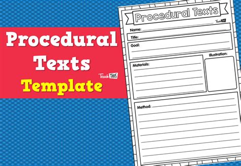 Procedural Texts Template Teacher Resources And Classroom Games Teach This