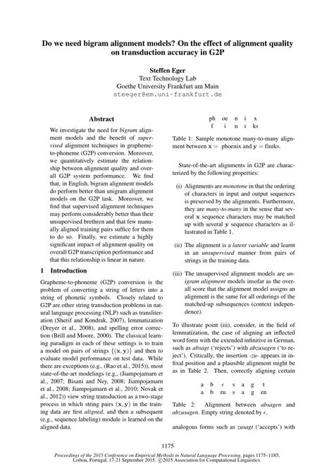Pdf Do We Need Bigram Alignment Models On The Effect Of Alignment Quality On Transduction