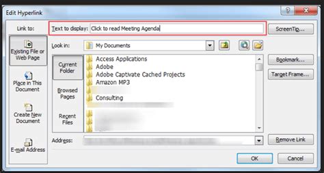 how to hyperlink a document in outlook daves computer tips