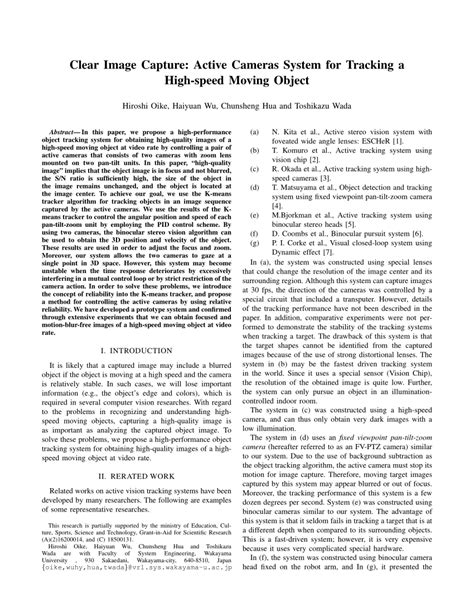 Pdf Clear Image Capture Active Cameras System For Tracking A High