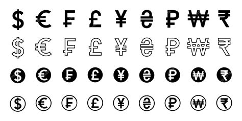 Premium Vector Set With Currency Symbols Icons With Currency Signs Popular Currencies In The