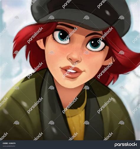 دختر زیبا کارتونی مو قرمز نقاشی دیجیتال 1536279