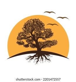 Beautiful Old Tree Vector Artwork Stock Vector Royalty Free Shutterstock