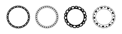 하트 패턴 세트가 있는 둥근 가리비 프레임 파스텔 귀여운 발렌타인 프레임 테두리 가리비에 대한 스톡 벡터 아트 및 기타 이미지