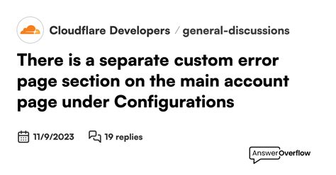 There Is A Separate Custom Error Page Section On The Main Account Page Under Configurations
