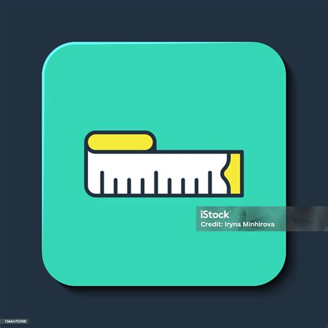 파란색 배경에 격리된 윤곽선 테이프 측정 아이콘입니다 측정 테이프 청록색 스퀘어 버튼 벡터 가득 찬에 대한 스톡 벡터 아트 및 기타 이미지 Istock