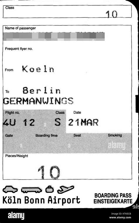 A Germanwings Boarding Pass From The Flight 4u 012 Between Cologne And