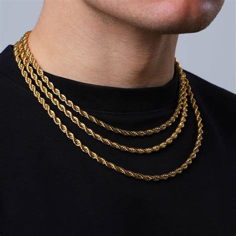 18k Gold Rope Chain Men Mens Gold 5mm Thick Chains Mens Gold