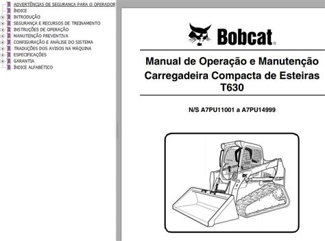 Bobcat Loader T630 Operation Maintenance Manual PT