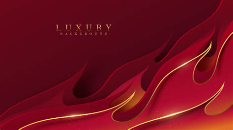 황금 선 요소와 반짝이는 빛 효과 장식과 화재 패턴과 빨간색 고급 배경 0명에 대한 스톡 벡터 아트 및 기타 이미지 0명 3차원 형태 개념 Istock