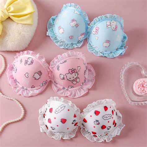 Sanrio Hello Kitty Bra Set Kawaii Sweet Underwear Panties And Bra Set