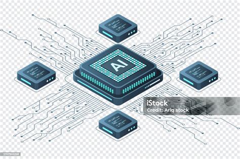 아이소메트릭 인공 지능 칩 개념 인공 지능 개념입니다 미래형 마이크로칩 프로세서 벡터 그림 데이터베이스에 대한 스톡 벡터 아트 및 기타 이미지 Istock