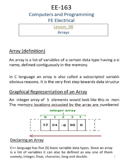 C Arrays Pdf Namespace Computer Science
