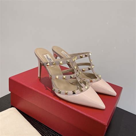 Valentino High Heels Nude Pink Rivet Pointed Flip Flop Baotou Stiletto Sandals Shopee Malaysia